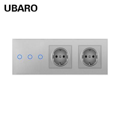 Cina Tipo 258 300 Watt / Gang pannello di vetro temperato presa di interruttore con indicatore LED in vendita