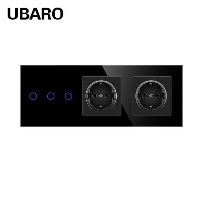 Cina Tipo 258 300 Watt / Gang pannello di vetro temperato presa di interruttore con indicatore LED in vendita