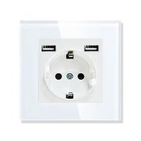 China 16A 156g Electrical Wall Socket Plastic Plug Sockets Two USB Ports for sale