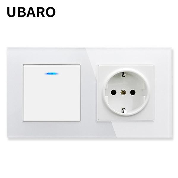 Geraffineerd glaspaneel Vintage stopcontacten en schakelaars Home Push Switch Socket Combo