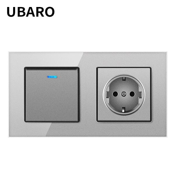 Geraffineerd glaspaneel Vintage stopcontacten en schakelaars Home Push Switch Socket Combo