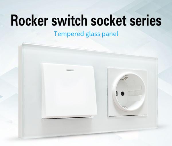 Geraffineerd glaspaneel Vintage stopcontacten en schakelaars Home Push Switch Socket Combo