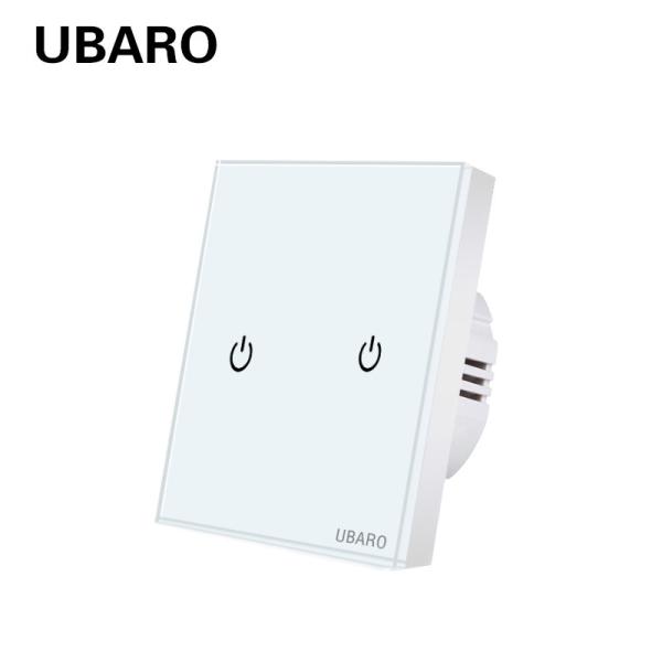 UABRO EU/UK Standard 2Gang Wall Light Touch Switch Luxury Glass Panel Led Indicator 220V 10A 5-300W/Gang