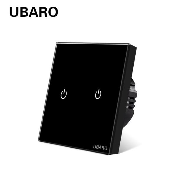 UABRO EU/UK Standard 2Gang Wall Light Touch Switch Luxury Glass Panel Led Indicator 220V 10A 5-300W/Gang