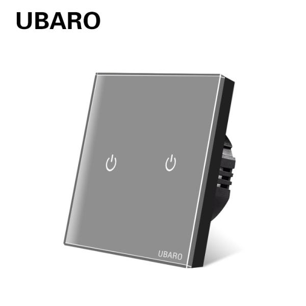 UABRO EU/UK Standard 2Gang Wall Light Touch Switch Luxury Glass Panel Led Indicator 220V 10A 5-300W/Gang