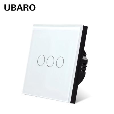 Cina 86Tipo UE standard grigio touch light Switch di parete pannello di vetro temperato touch switch con indicatore a led in vendita