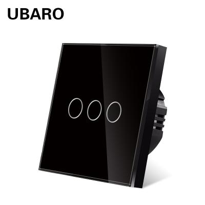 Cina 86Tipo UE standard grigio touch light Switch di parete pannello di vetro temperato touch switch con indicatore a led in vendita