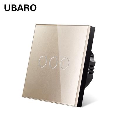 Cina 86Tipo UE standard grigio touch light Switch di parete pannello di vetro temperato touch switch con indicatore a led in vendita