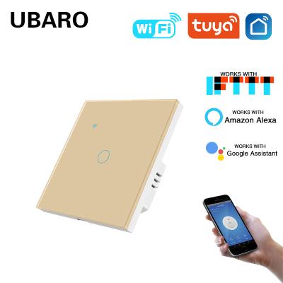 Cina Tuya App Smart Wi-Fi Switch Tipo 86 Pannello di vetro temperato nero 1Gang Supporto Google Assistant Amazon Alexa Voice in vendita