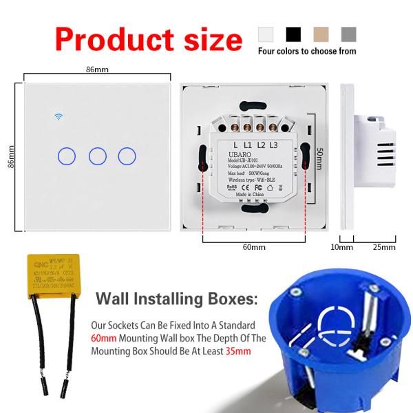 1 Gang Need Capacitor Tuya WIFI Smart Lichtschalter mit gehärteter Glasscheibe und sprachaktivierter Fernbedienung