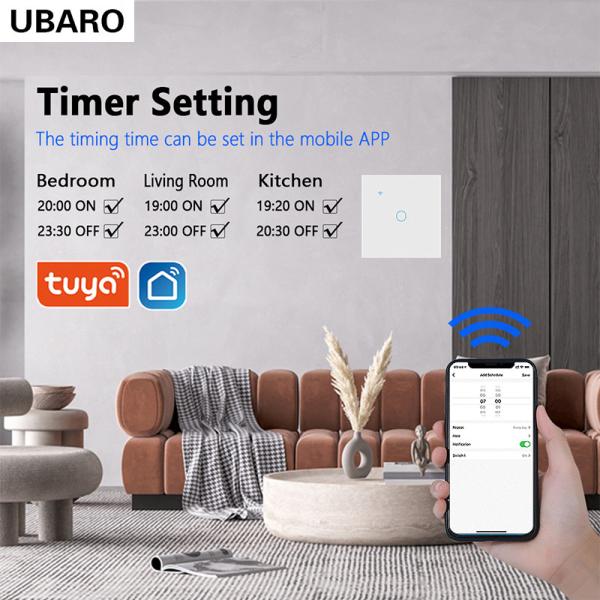 1 Gang Need Capacitor Tuya WIFI Smart Lichtschalter mit gehärteter Glasscheibe und sprachaktivierter Fernbedienung