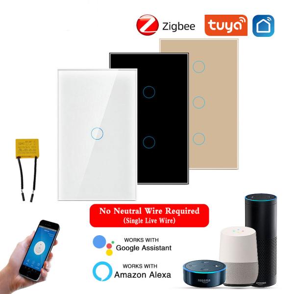 118 タイプ 1 ギャング US/BR/AU 標準ライブワイヤー制御スマート Zigbee スイッチ Zigbee ハブと互換性 110-240Vac 50/60Hz