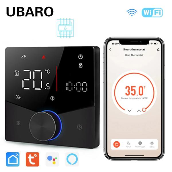 Smart Thermostat With 16A And 0.5℃ Temperature Control Accuracy WiFi Touch LED Integrated Screen Knob Floor Heating