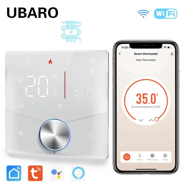 Smart Thermostat With 16A And 0.5℃ Temperature Control Accuracy WiFi Touch LED Integrated Screen Knob Floor Heating
