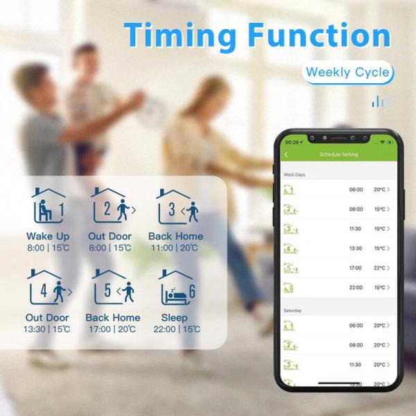 Smart Thermostat With 16A And 0.5℃ Temperature Control Accuracy WiFi Touch LED Integrated Screen Knob Floor Heating