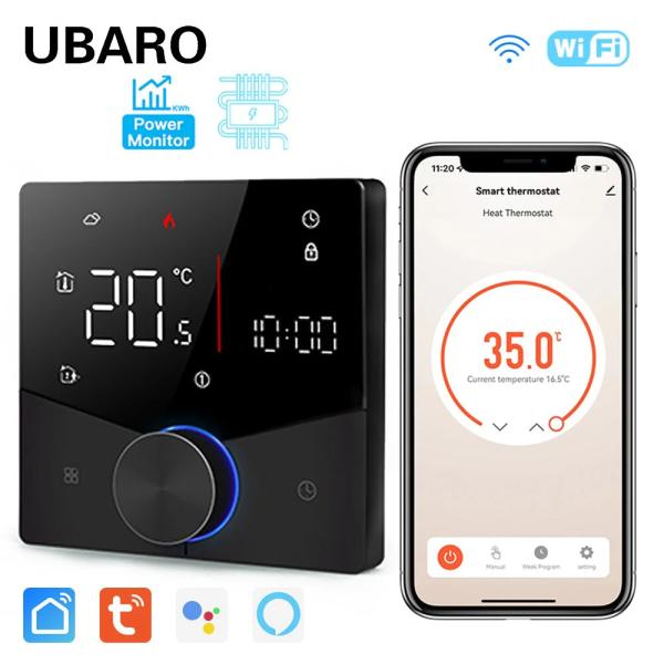 Smart Thermostat With 16A And 0.5℃ Temperature Control Accuracy WiFi Touch LED Integrated Screen Knob Floor Heating