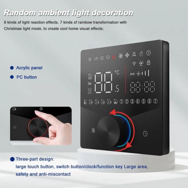 Smart Thermostat With 16A And 0.5℃ Temperature Control Accuracy WiFi Touch LED Integrated Screen Knob Floor Heating