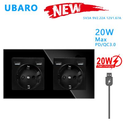 China Tempered Glass Panel Fast Charging Socket for Round Installation Box 153*82*35mm Single Product 320g Gross Weight for sale