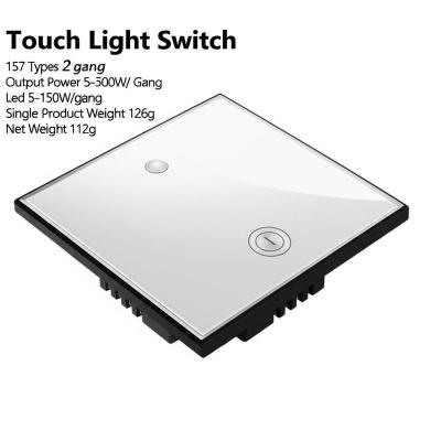 China Touch Light Switch 157 Types 2gang Output Power 5-300W/ Gang Led 5-150W/gang Single Product Weight 126g Net Weight 112g for sale