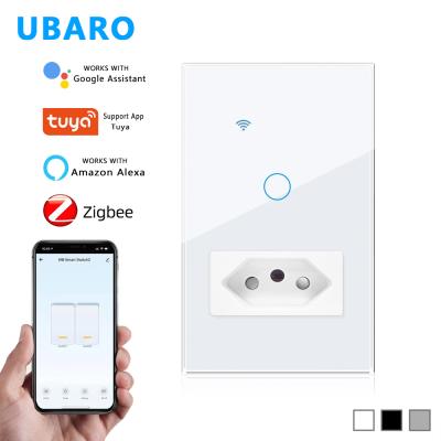 China 20A Rated Current Smart Switch and Socket with Voice and Mobile APP Control via WiFi and Zigbee for Home and Office for sale