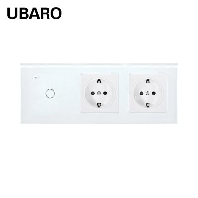 China UBARO White Zigbee Smart Wall Switch Socket with Tempered Glass Housing and Single Live Wire Wiring for Seamless Home Automation for sale