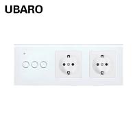 China UBARO White Zigbee Smart Wall Switch Socket 3 Gang Touch Switch + 2 EU Schuko Outlets for sale