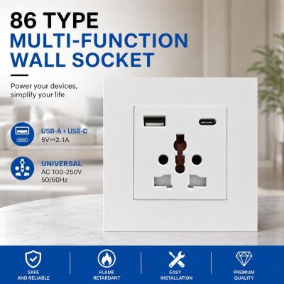 China 2500W Output Power Electric Switch Socket with Tempered Glass Panel and Screw Fixing Installation for sale