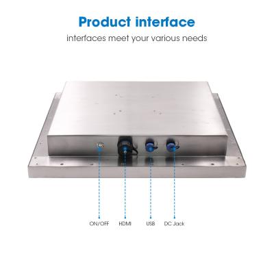 China Resolution 1280*1024 Silver Waterproof LCD Monitor 4 3 Aspect Ratio VGA\\DVI\\USB Input for sale