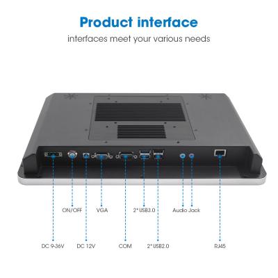 China 256G SSD 8GB Memory 350 Nits Industrial Touch Screen Panel Pc With VGA COM USB RJ45 Audio JACK for sale