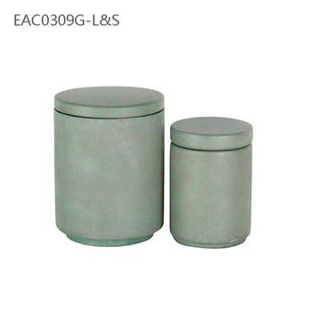China Green Cylinder Home Concrete Candle Holder  Waterproof With Cement Lid for sale