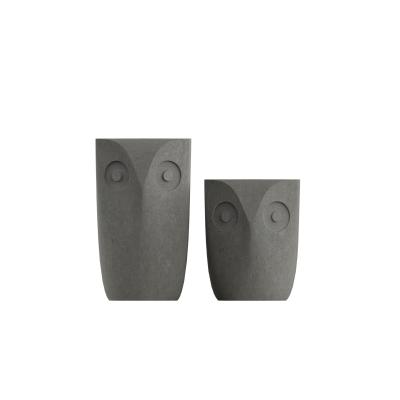 China Dark Grey Round Concrete Candle Holder Smooth 2 Pcs Radiation - Proof for sale