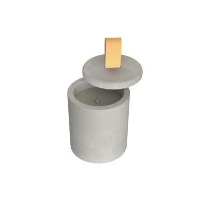 China Small Cylinder Home Concrete Candle Holder Waterproof With Leather Lid for sale