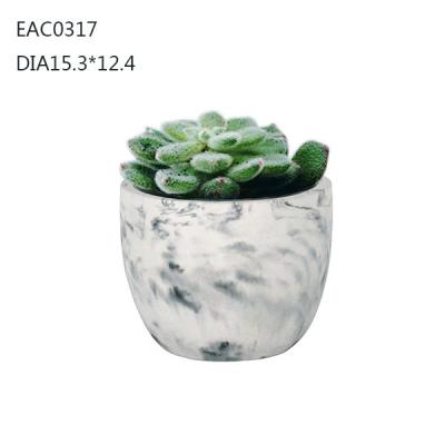 China Succulent cylinder Concrete Plant Pots outdoor Imitation marble 15.3 cm ×12.4cm for sale