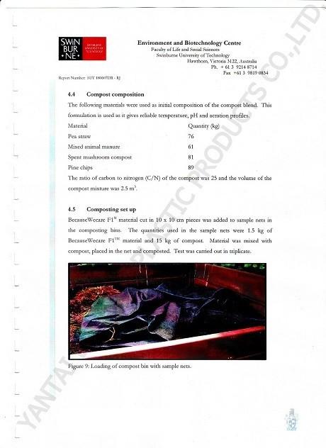 TEST CERTIFICATE OF ASTM PLA BIO GREEN RESIN - YANTAI BAGEASE COMPOSTABLE BAGS & PRODUCTS CO.,LTD.