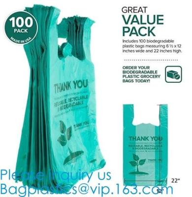 Biodegradable Plastic T Shirt Food Bag Compostable Vest Carrier Shopping Bag, Compost Home ASTM D6400 Biodegradable Tran
