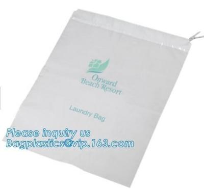 China Biodegradable Size 12x16 inch cotton drawstring poly plastic hotel laundry bag,draw string pe bag logo printed poly pouc for sale