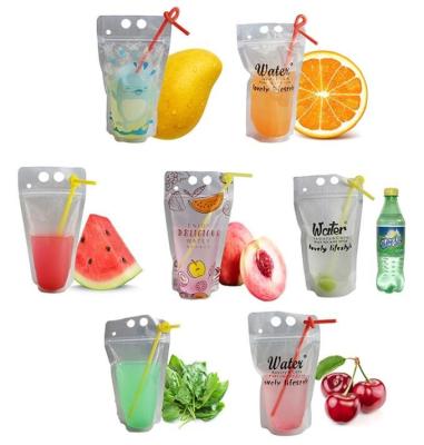 China biodegradable eco-friendly FDA clear juice sealed drink pouches translucent reclosable hand held zipper plastic drinking for sale