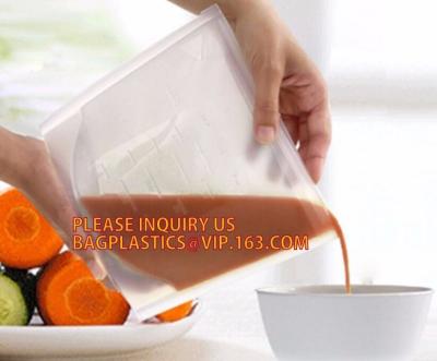 China Reusable Silicone Plastic Packaging Food Zip Silicon Freezer Fresh Vegetable Storage Bags,Zip Lock Sandwich Vacuum Silic for sale