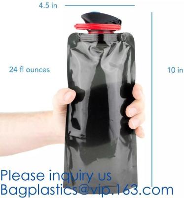 China Bolso plegable modificado para requisitos particulares promocional de la botella de agua, botella de agua de consumición flexible modificada para requisitos particulares respetuosa del medio ambiente del plástico plegable en venta