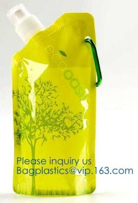 China El subir modificado para requisitos particulares imprimió el bolso plegable formado camiseta plegable libre de la botella de agua de la botella de BPA, 250ml-600ml Co plegable en venta