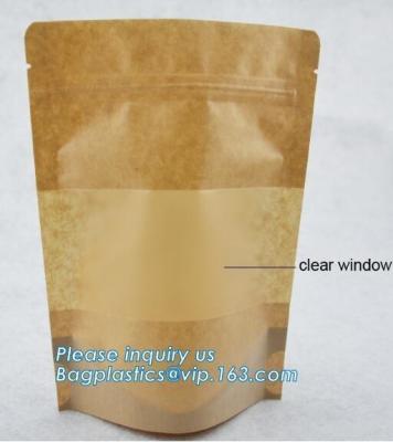 China Square Bottom Gusseted Resealable Kraft Paper Stand Up Pouch Rice Packaging Bag With Zipper And Window BAGEASE PACKAGE for sale