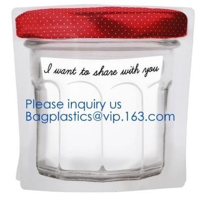 China Biodegradable Customized Shaped Food Container Plastic Bag Clear Mason Bottle Modeling Zippers Storage Snacks Plastic ba for sale