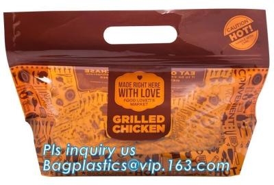 China Anti Fog Material Resealabele Plastic Hot Chicken Bag, slide zipper pet microwave oven roasting bag, OEM logo plastic PE for sale