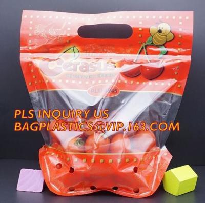 China Fruits packaging bag/Grapes plastic bag with k, Air Holes Zip Handle Plastic Bags, bag with vent holes for Grape a for sale