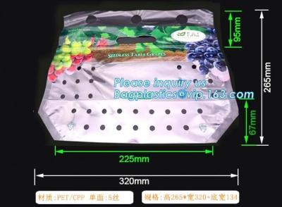 China k packaging pouch with vent hole and handle, grape bag/mango bag/fruit vegetable slider, Slider Zip Lock Zipper Fr for sale