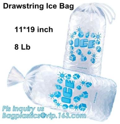 China Ldpe disposable Plastic drawstring 10 Lb ice bags, Reusable FDA Safe Food Grade Plastic Drawstring Ice Bag, Heavy Duty C for sale