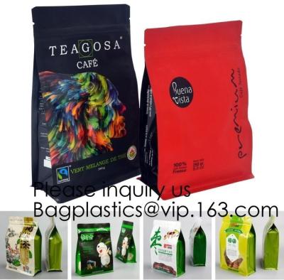 China Biodegradable Stand Up Pouch With Zipper For Apparel,Custom printed flat bottom box pouch 1kg coffee bag with degassing for sale