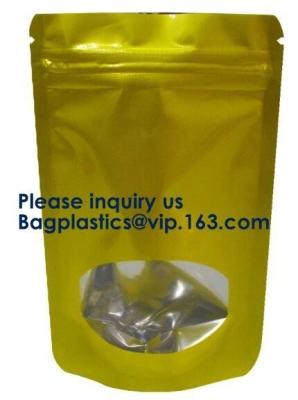 China 3 Side Seal Metallized Foil Inside Stand Up Zipper Plastic Bags/ Glossy Gold Printing Flat Foil Pouch Bagease Bagplastic for sale