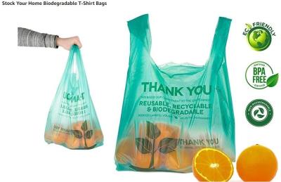 China PLA+PBAT Customized Compostable Biodegradable Plastic T-Shirt Bags, Biodegradable Compostable Vest Bags For Shopping for sale