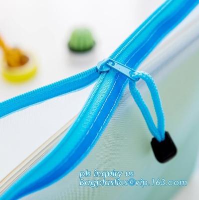 China Office Stationery Mesh Bags With Slider Zipper, expanding file/folder/File cover/documents pouch carry bag for sale